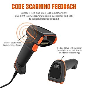 1D 2D QR Barcode Scanner Wireless and Wired with 2.4G Wireless & Bluetooth Function,328 Feet Transmission Distance,Scanner Reader Barcode Hand held Scanner Compact Plug and Play Mode