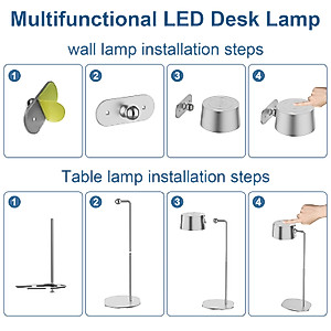 SEECOO LED Desk Lamps, Rechargeable LED Desk lamp with Magnetic, Cordless Desk Lights with 3 Color Modes, Stepless Dimming Eye-Caring Removable Wall Lamp, for Reading, Drawing, Working, Studying