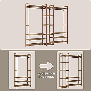 Nafenai Clothes Rack Double Rod,67 Inch Garment Rack,Clothing Racks for Hanging,Clothes Storage Shelves Heavy Duty Large Size,Clothing Rack Closet Wardrobe,220 Lb Load Capacity