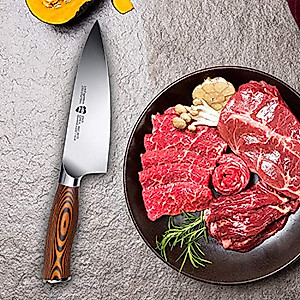 TUO Chef Knife- Kitchen Chefs Knife - High Carbon German Stainless Steel Cutlery - Rust Resistant - Pakkawood Handle - Luxurious Gift Box Included - 6 - Fiery Phoenix Series