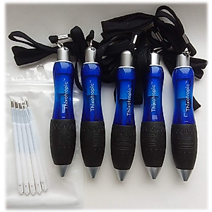 Super Big Fat Pens for Arthritis, Black Ink, Blue body (pack of 5 pens + 5 Extra Ink Refills)