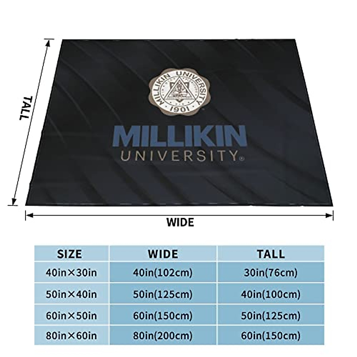 Millikin University Logo Flannel Throw Blanket, 60x50 Inches Soft Blanket for Couch, Cozy, Warm ，All Season.