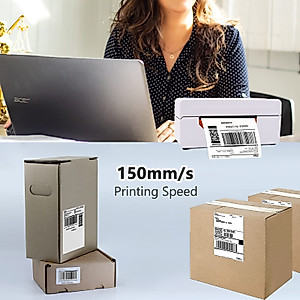 Bluetooth Thermal Label Printer USB 4×6 Shipping Label Printers Free Label Holder for Small Business Printer without ink or ribbon Support Windows, Android, iOS Used for Ebay,Amazon,Shopify,Etsy