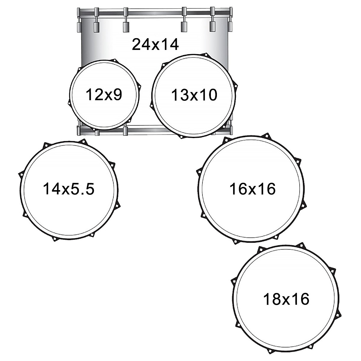 Sawtooth Command Series 6-Piece Shell Pack with 24" Bass Drum, Silver Sparkle, (ST-COM-6PC-24-SSPK)