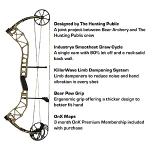 Bear Archery ADAPT Adult Compound Bow Package Designed by The Hunting Public, 70 lb. Draw Weight, Right Hand, Throwback Tan