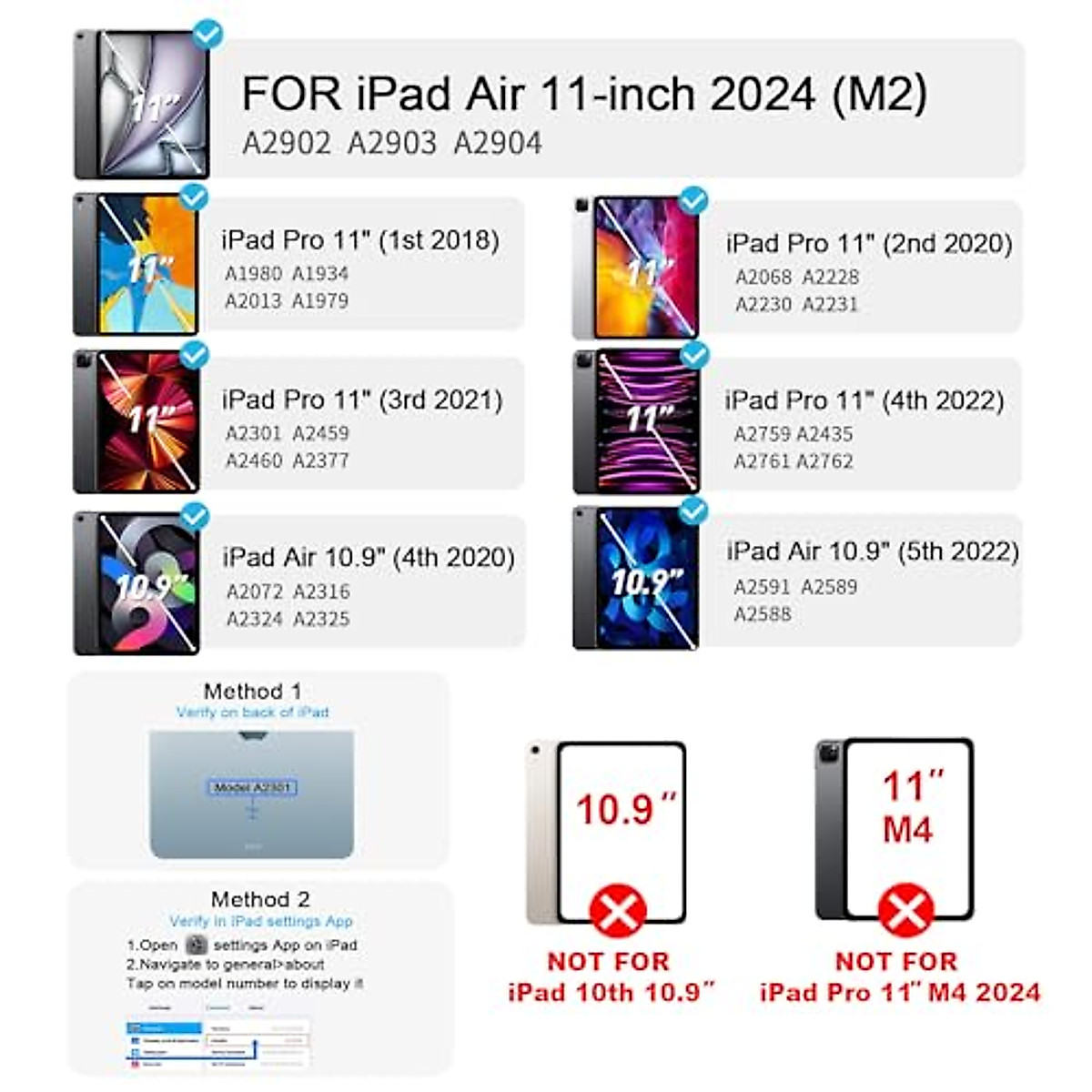 NOKBABO iPad Air 11 inch case with Keyboard (M2) 2024, 360 Swivel, Pencil Holder, Keyboard for iPad Pro 11 inch 4th/3rd/2nd/1st & iPad Air 6th/5th/4th 10.9 inch - Rose Gold