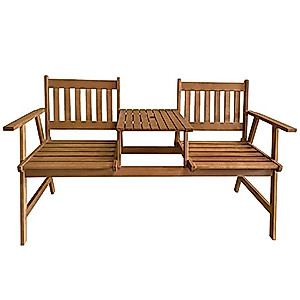 FDW Outdoor Patio Bench Wood Garden Bench Park Bench Acacia Wood for Pool Beach Backyard Balcony Porch Deck Garden Wooden Furniture, Natural Oiled