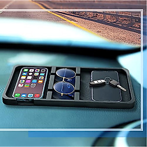 Extra Large Dashboard Mat for Car Dashboard Accessories, Anti Skid Car Dashboard Pad Compatible with All Smartphone Car Non Slip Pad for Dashboard with 6 Non Marking Tape, 12.60 x 6.81 Inch