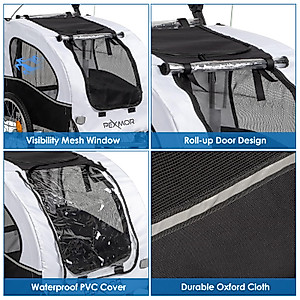 PEXMOR 2-in-1 Dog Bike Trailer,Pet Stroller Dog Trailer for Bicycle w/Universal Hitch,Folding Pet Cart Bike Wagon Cargo Carrier for Dog Shock Absorber & 360 Swivel Quick Release Wheel (White)