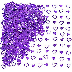 Purple Love Heart Table Confetti - Valentines Party Foil Metallic Sequins Confetti Wedding Engagement Anniversary Bachelorette Mothers Day Party Sprinkles Confetti Decorations, 60g