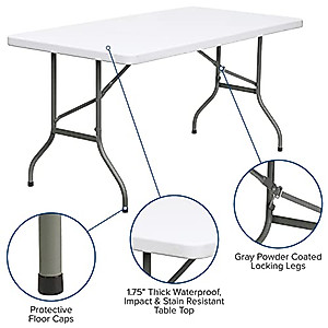 Flash Furniture Elon 5-Foot Granite White Plastic Folding Table
