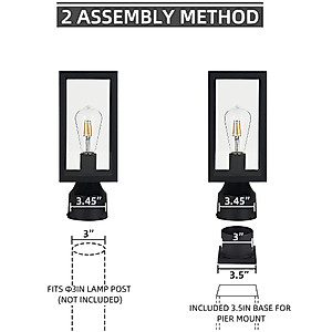Windben Outdoor Post Light,Lamp Post Light Fixture,Post Lantern with Pier Mount Base,Matte Black,5 inches,Suitable for Gardens,Yards,Balconies or Entrances,etc