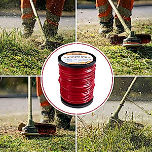 Cluparis 5-Pound Heavy Duty Square Trimmer Line .155-inch-by-492-ft Commercial String Trimmer Line in Spool, 0.155" Nylon Weed Eater String with Bonus Line Cutter（ Red）