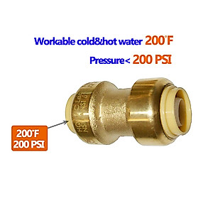 HQMPC Push Fit PEX Fittings Straight Coupling 1/2", Push-to-Connect Copper, CPVC, No Pb Brass Plumbing Fittings (2PCS 1/2 Inch(1/2"))