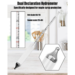 NTSUMI Maple Syrup Hydrometer Test Cup Kit, Maple Syrup Density Kit Fit for Testing Maple Syrup Sugar Candy Making, Stainless Steel Maple Syrup Kit with Cleaning Brush