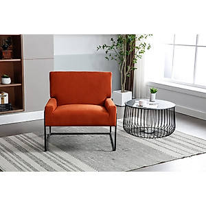 JINS&VICO Accent Arm Chair, Modern Upholstered Single Sofa Chair with Soft Padded Backrest and Low Arms, Comfy Leisure Slant Armchair Reading Chair for Living Room Bedroom Lounge, Orange