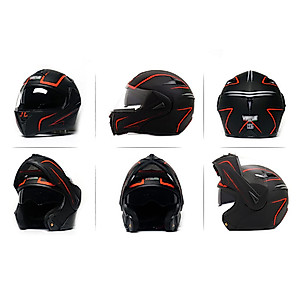 Bluetooth Modular Motorcycle Helmet, Front Flip up Motorbike Helmets with Dual Visors, DOT Approved Full Face Helmet Integrated Crash Racing Helmet for Men and Women Motocross Scooter Adult -I-L