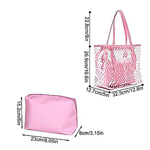 L-COOL Candy Color Clear Shoulder Bags Large Beach Bag Totes PVC Transparent Handbags For Women With Interior Pocket (Blue)