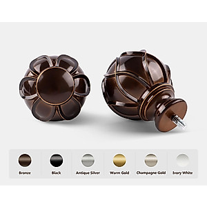 KAMANINA 1 Inch Curtain Rod Telescoping Single Drapery Rod 72 to 144 Inches (6-12 Feet), Netted Texture Finials, Antique Bronze