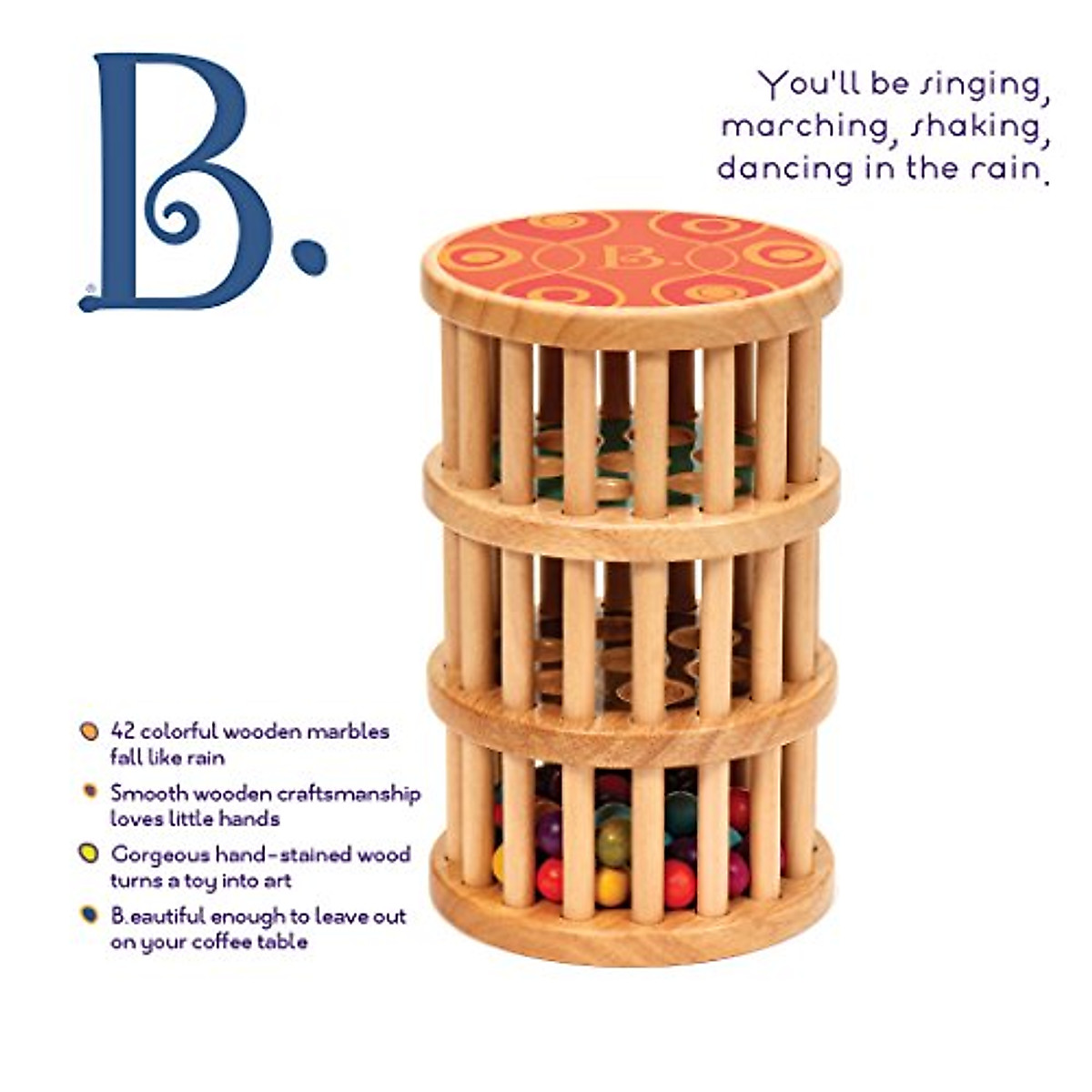 B. toys by Battat B. A-Maze Rain Rush Dexterity Toy – Classic Baby Rainmaker Toy – Development Natural Wooden Toys for Toddlers