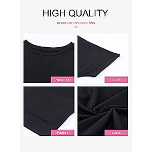 Dokotoo Women's Casual Crewneck T-Shirt - Loose Fit, Short Sleeve, Long Tunic Top with Pockets, Black (XL)