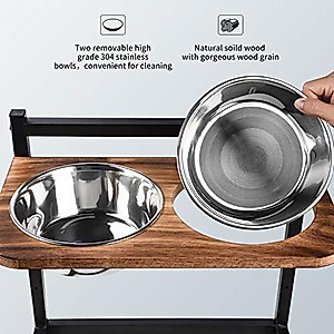 Emfogo Dog Food Bowls Raised Dog Bowl Stand Feeder Adjustable Elevated 3 Heights 5in 9in 13in with Stainless Steel Food Elevated Dog Bowls for Large Dogs and Cats 16.5x16 inch,Patented