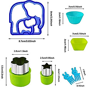 Sandwich Cutters Shapes Set for Kids Bread Vegetables Fruits Cheese Shapes Mold Supplies Crust Bento Lunch Box Accessories and Uncrustable Sealer