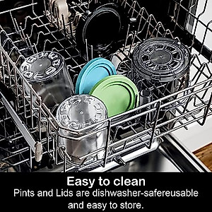 SEVEMIL Ice Cream Pints Containers, 16oz Cups Replacement for Ninja Pints and Lids Compatible with NC299AMZ & NC300s Series Ice Cream Maker, Dishwasher Safe & Leak Proof Lids 2 Pack