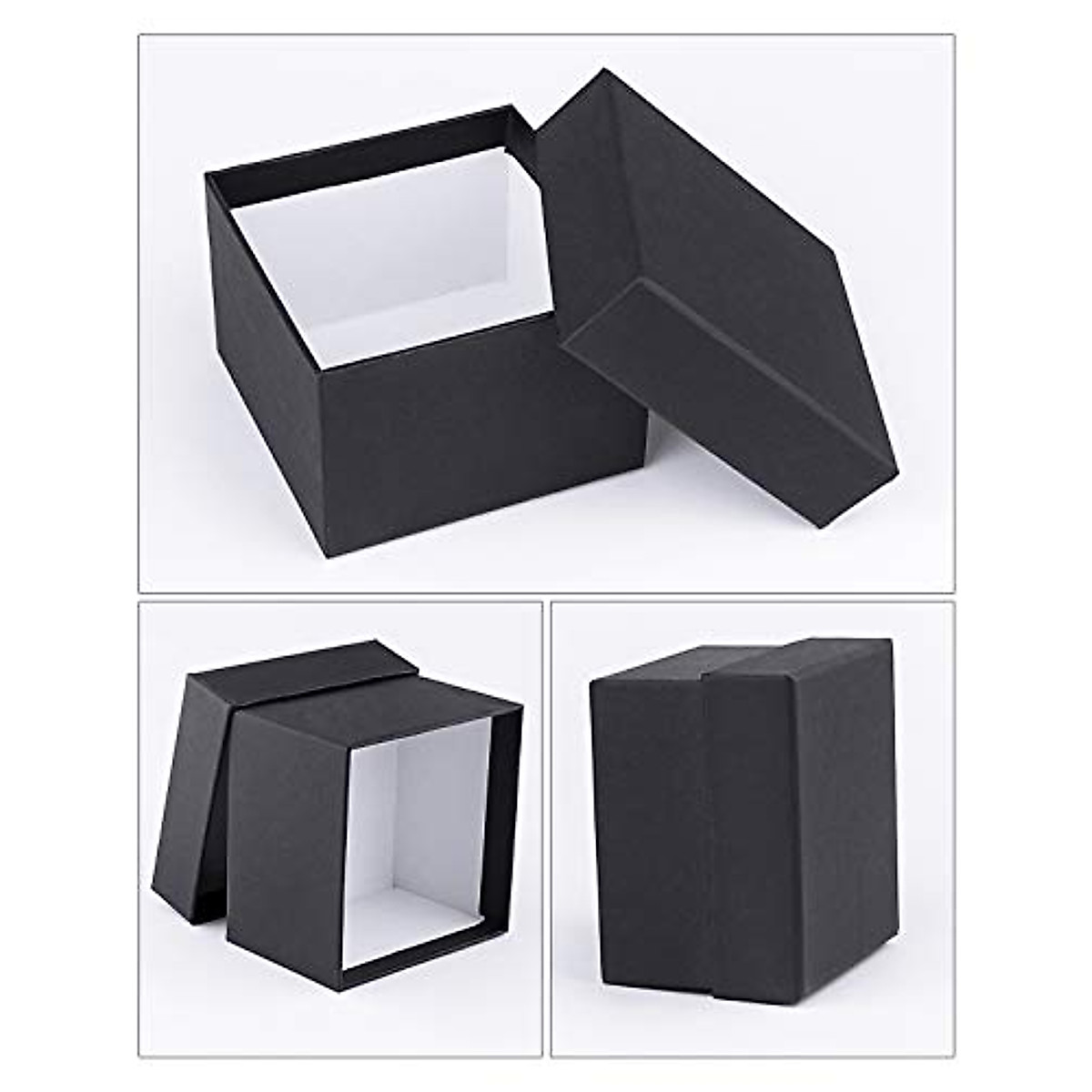 Black Gift Box, Dedoot Pack of 6 Square Watch Gift Box with Lids, 4.13x4.13x2.87 Inch Kraft Paper Watch Box Bridesmaid Proposal Gift Boxes for Tie Jewelry, Small Gifts Box for Presents, Christmas, Wedding Party