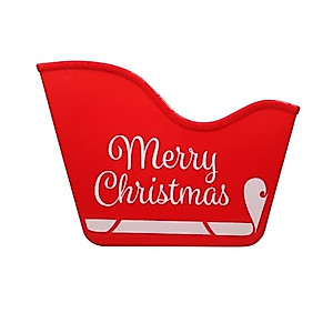 Ja'cor Red Santa Sleigh Shaped Basket Bins Plastic Buckets for Organization Classroom Shelves Storage Containers Gifts Gift Baskets Craft Decor Merry Christmas Decorations with 1-Collapsible Cup