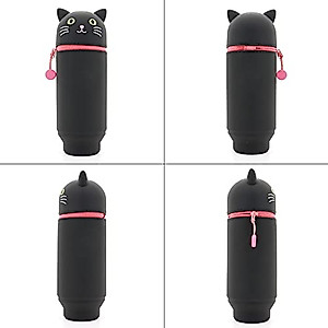 LIHIT LAB Kawaii Japanese Panda Large Stand Up Pencil Case For School Office College, Cute School Supplies, Animal Pen Holder Pencil Pouch Holder Girls, Artist Pencil Case, Panda (A7714-6)