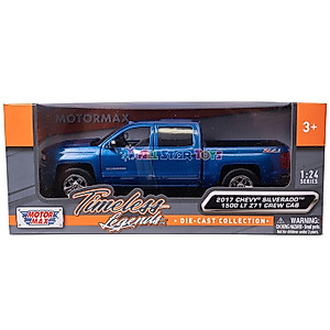 Motormax 2017 Chevrolet Silverado 1500 LT Z71 Crew Cab Pickup Truck 1/27 Scale Diecast Model Vehicle Blue