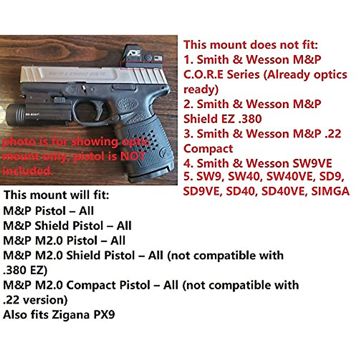 Ade Advanced Optics Mini RD3-006x Green Dot Reflex Sight + Optic Mounting Plate for SW Smith Wesson MP/MP 2.0 Shield SD9VE,SD40VE Pistol and Also a Standard Picatinny Mount