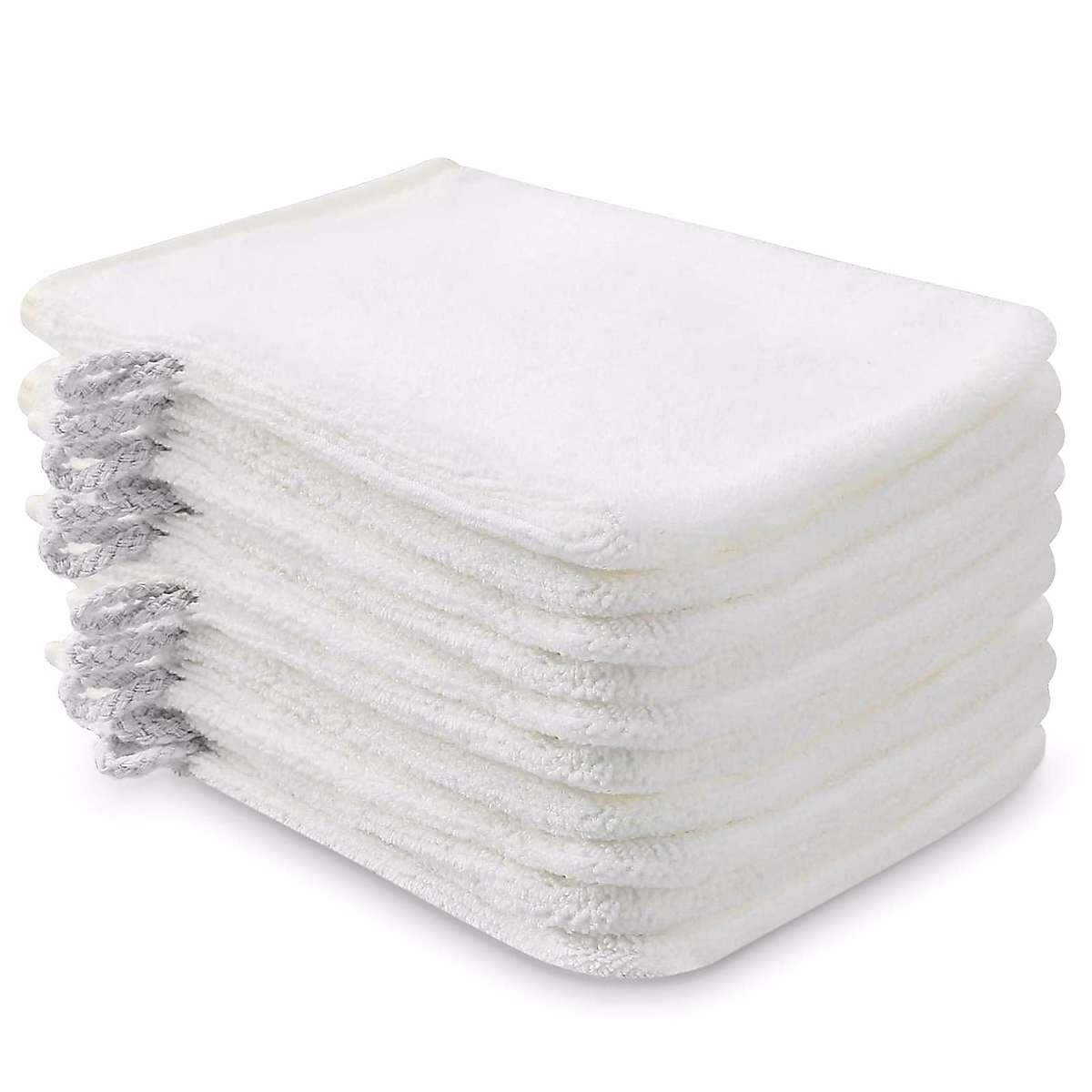 PHOGARY 10 Pack Microfiber Body Wash Mitts, Soft Face Mitten, Bath Spa Cloth, Reusable Makeup Remover Mitt Gloves, European Style Wash Cloth, 6×8 inch (White)