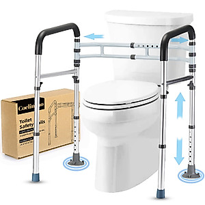 FSA/HSA Eligible Toilet Safety Rail - Adjustable Detachable Medical Toilet Safety Frame for Elderly, Heavy Duty Toilet Handles for Elderly and Handicap Toilet Safety Rails, Toilet Bars Fits Most Toile
