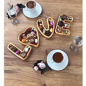 OZWOON Wooden Heart Shape Appetizer Plates Set Ideal Gift And Great For Special Occasions For Snack Candy Nuts Charcuterie Board Set Cheese All are Welcomed Perfect for Valentine's Day