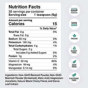 HumanN SuperBeets Black Cherry - Beet Root Powder - Nitric Oxide Boost for Blood Pressure, Circulation & Heart Health Support - Non-GMO Superfood Supplement - Natural Black Cherry Flavor, 30 Servings