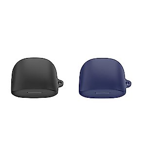 2 Pack DAYJOY Soft Silicone Protective Case Cover Compatible with ASUS ROG Cetra True Wireless Gaming Earbuds, Protective Skin Sleeve with Carabiner (Black+Blue)