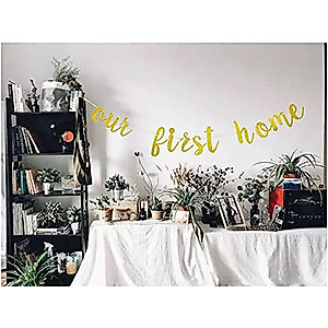 Gold Glitter Our First Home Banner, Welcome Home Banner, Housewarming Party Banner, Sweet Home Hanging Sign