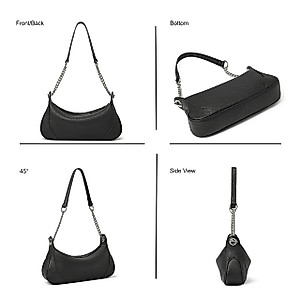 DORIS&JACKY Small Goatskin Leather Shoulder Bag With Metal Chain (1-Black)