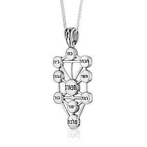 Baltinester Handmade Ten Sefirot Kabbalah Tree of Life Pendant in 925 Sterling Silver Jewish Jewelry 31 x 19 mm Jewelry