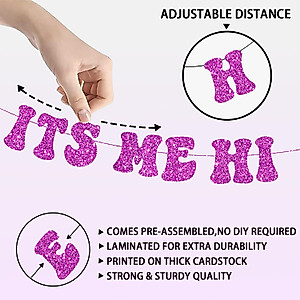 Its Me Hi Im The Birthday Girl Its Me Banner, NO-DIY Glitter Popular Birthday Decorations Banner, Its A Girl Garland for Birthday Party Decorations, Per-strung Hot Pink Girls Birthday Banner