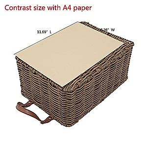 HDKJ PP Tube Storage Basket with handle,Rectangular storage basket,Decorative Home Storage Bins. (Brown, Middle)