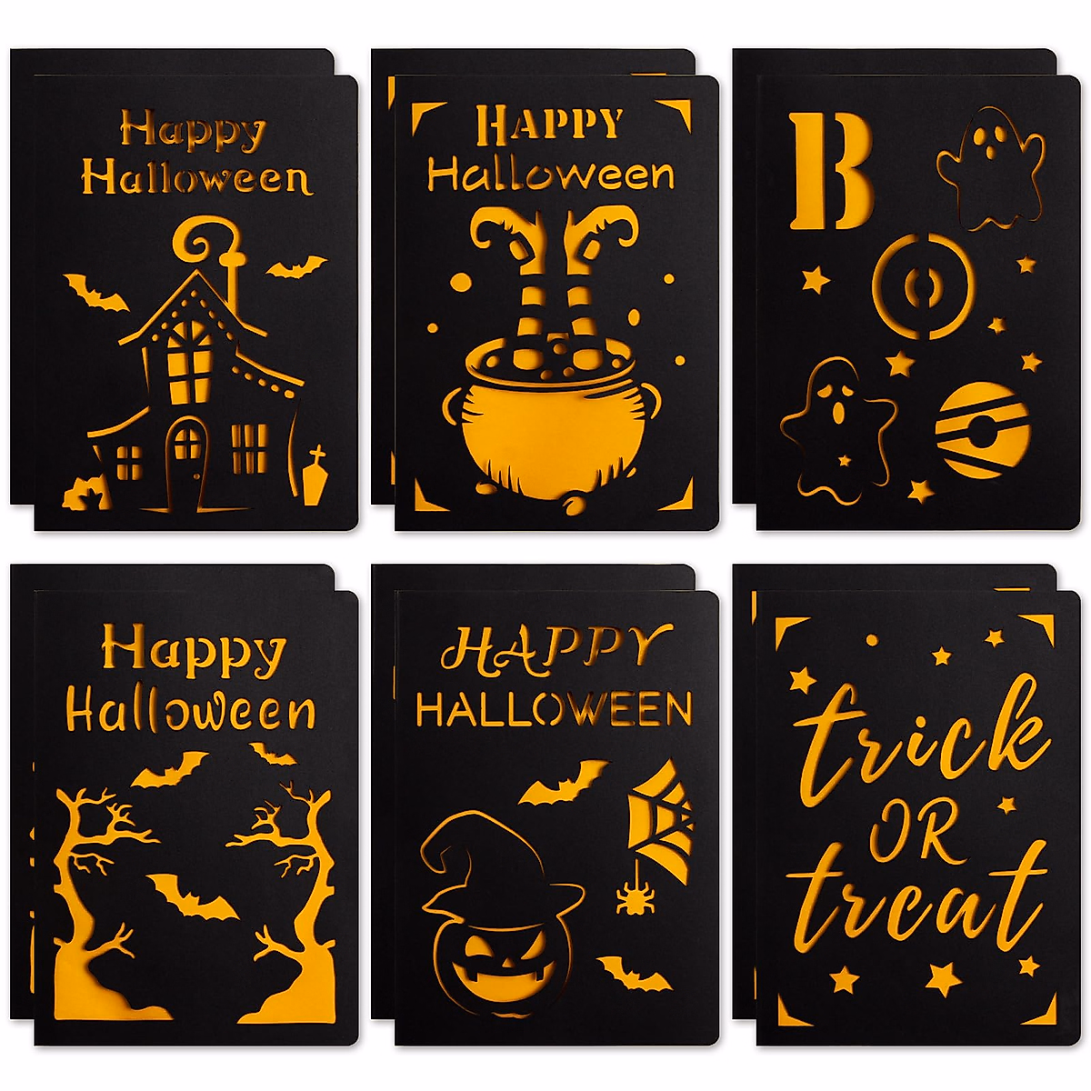 Fancy Land Halloween Cards Die Cut Design Happy Halloween Greeting Cards with Envelopes and Stickers Assortment 5” x 7”