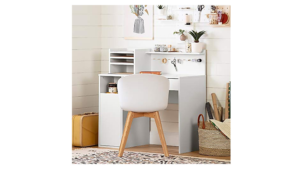 South Shore Crea Craft Table with Hutch - Pure White
