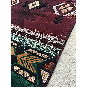 Southwest Native American Area Rug Carpet Burgundy Red Green (24 Inch X 40 Inch Mat)