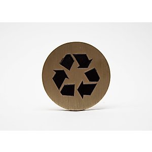 Concept Hardware Recycle Logo, Emblem, Medallion, Kitchen, Office, Cabinet Front, 1.5 inch, Stainless Steel, Brass, Matte Black (Antique Gold Black Infill)