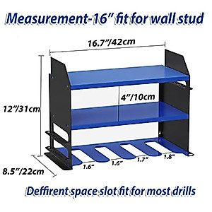 Hemacudy Drill Holder Power Tool Organizer,Drill Storage Rack Wall Mount Drill Holder Garage Tool Organizers and Storage for Garage,Workshop,Holds 4 Drills,Easy Assembly (Blue)