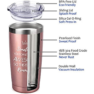 MOSAJOY Sometimes You Forget That You are Awesome - Thank You Gifts, Funny Birthday Cup Inspirational Gifts for Women, Men, Coworker, Friends Insulated 20ozTumbler