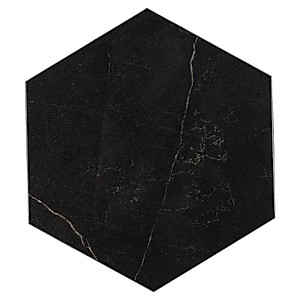 BaseCore HEX Hexagon Vinyl Flooring Black Marble 5.75" DIY Self Adhesive Textured Modern Floor Tile Peel & Stick Tile (36pcs/21.5sqft per case)